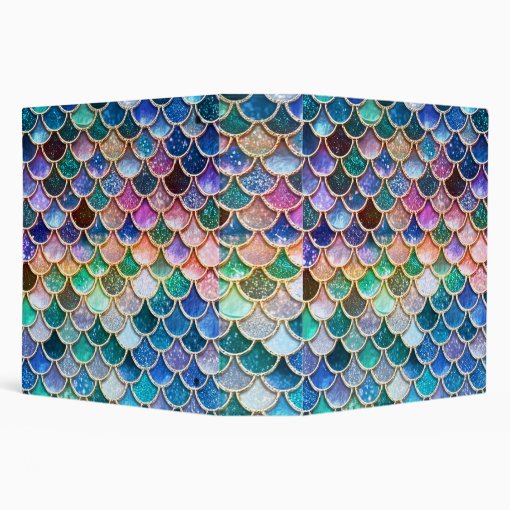 Aqua Pink Mermaid Glitter Scales- Mermaid Scales Binder | Zazzle