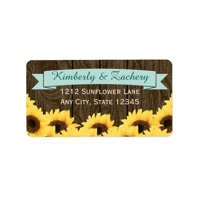 AQUA RUSTIC SUNFLOWER RETURN ADDRESS LABEL | Zazzle