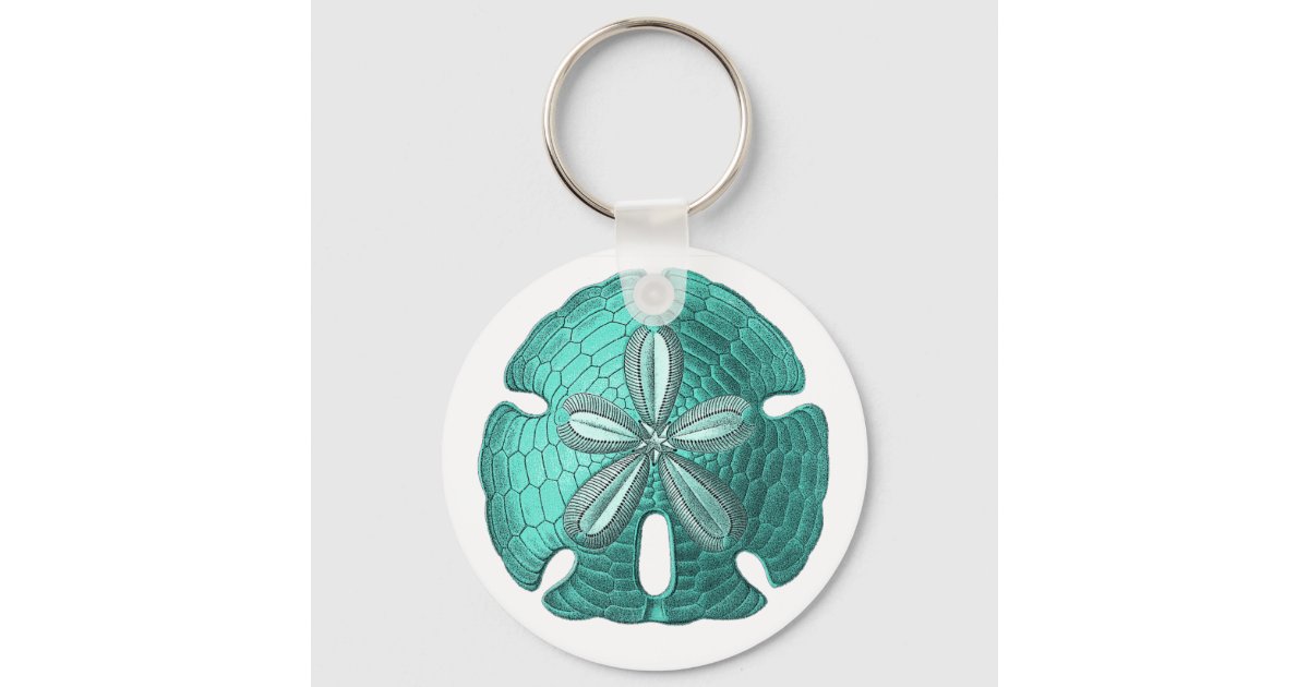 Aqua Sand Dollar Keychain | Zazzle