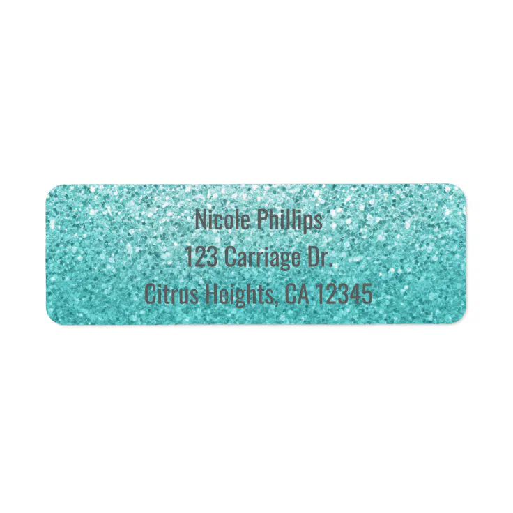 Aqua Sea Blue Glitter Sparkle Party Invitation Label | Zazzle
