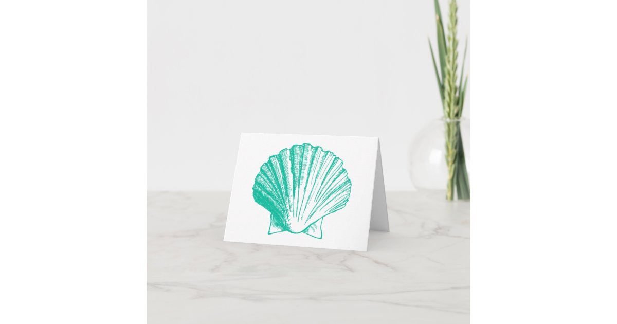 Aqua Sea Shell Thank You Note Cards | Zazzle