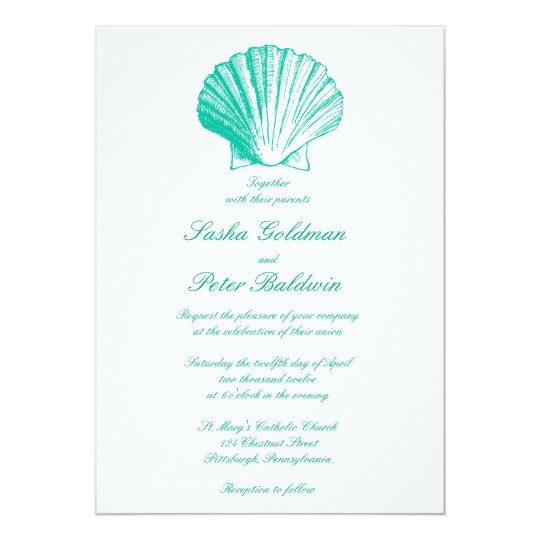 Aqua Sea Shells Wedding Invitation | Zazzle.com