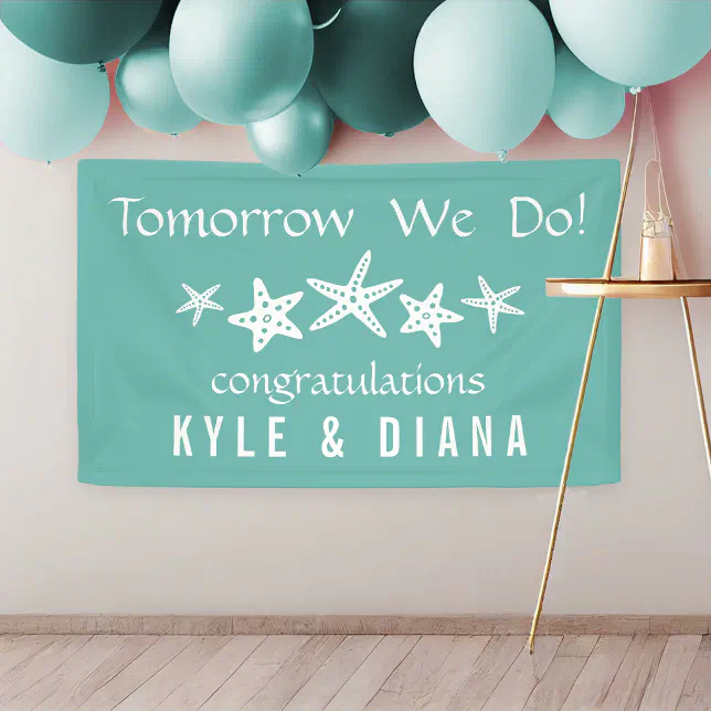 Aqua Starfish Personalized Banner | Zazzle