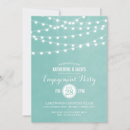 Aqua String Lights Engagement Party Invitation | Zazzle