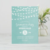 Aqua String Lights Graduation Party Invitation | Zazzle