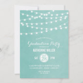 Aqua String Lights Graduation Party Invitation | Zazzle