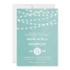 Aqua String Lights Wedding Invitation | Zazzle