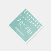 Aqua String Lights Wedding Monogram Napkins | Zazzle