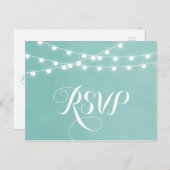 Aqua String Lights Wedding RSVP Postcard | Zazzle
