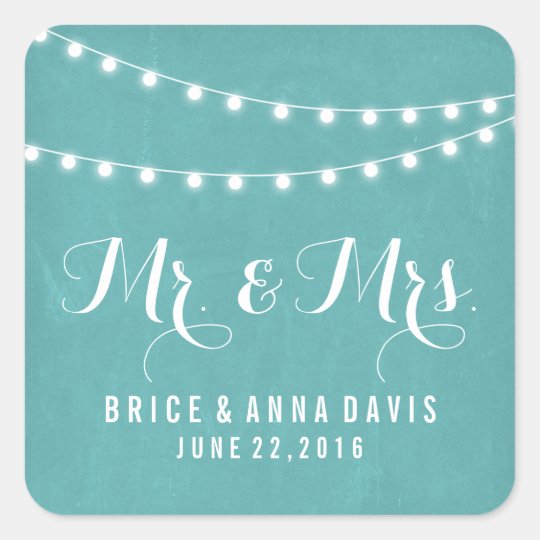 Aqua Summer String Light Wedding Stickers | Zazzle.com