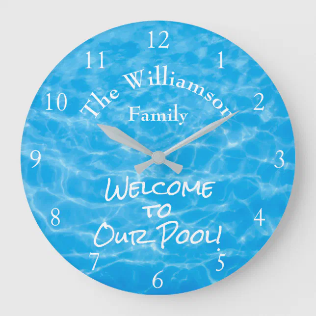 Aqua Swimming Pool Summer Water Ripples Large Clock | Zazzle