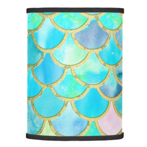 Aqua Teal Blue Watercolor Mermaid Scales Pattern Lamp Shade | Zazzle