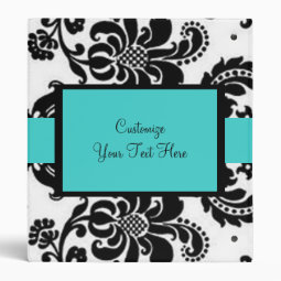 Aqua Teal Damask Binder | Zazzle