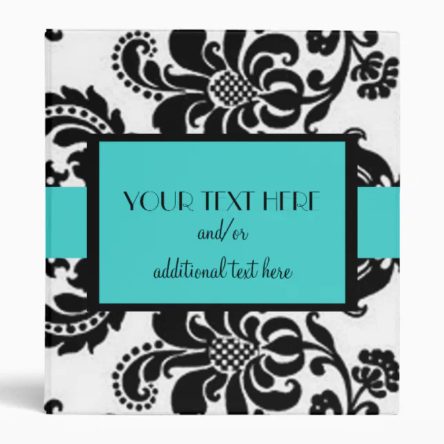Aqua Teal Damask Binder | Zazzle