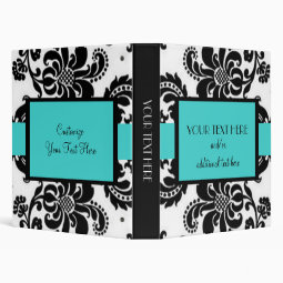Aqua Teal Damask Binder | Zazzle