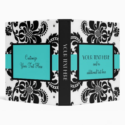 Aqua Teal Damask Binder | Zazzle
