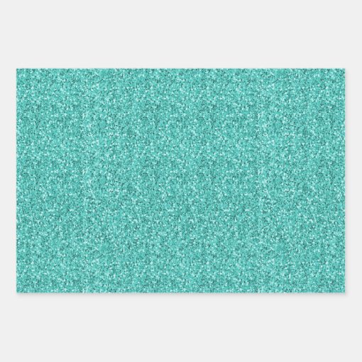 Aqua Teal Glitter Sweet 16 Personalized Turquoise Wrapping Paper Sheets ...