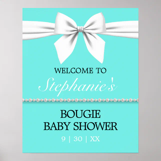 Aqua Teal Tiffany Baby Shower Welcome Sign | Zazzle