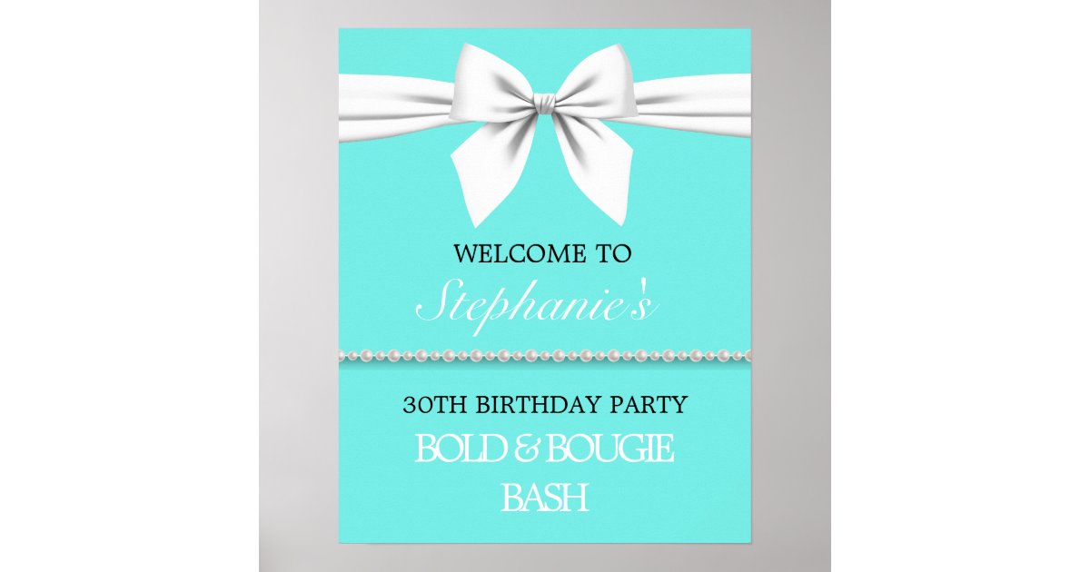 Aqua Teal Tiffany Birthday Party Welcome Sign | Zazzle