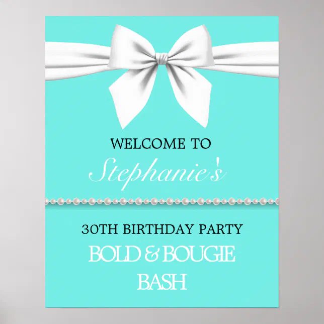 Aqua Teal Tiffany Birthday Party Welcome Sign | Zazzle