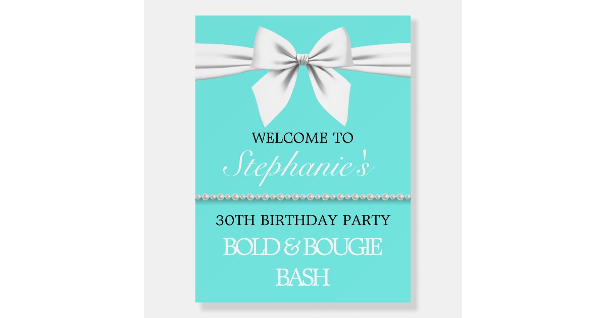 Aqua Teal Tiffany Birthday Party Welcome Sign | Zazzle