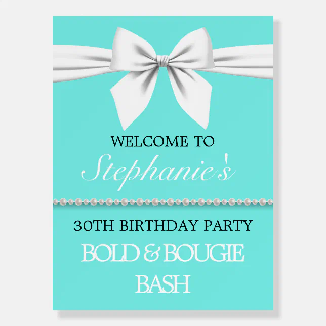 Aqua Teal Tiffany Birthday Party Welcome Sign | Zazzle