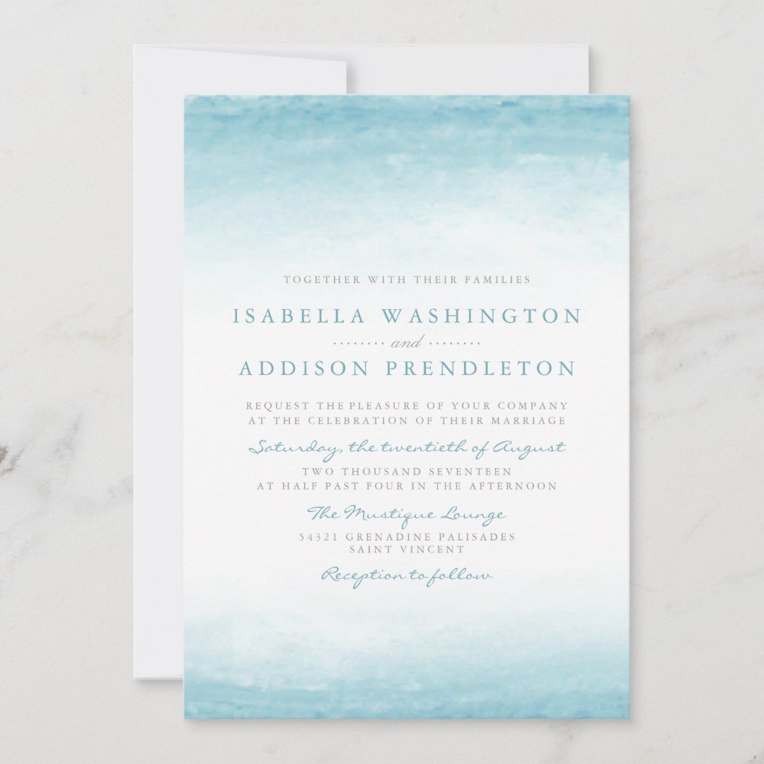 Aqua Tides | Watercolor Wedding Invitation | Zazzle