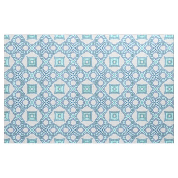 Aqua Turquoise Teal Blue Bali Batik Style Pattern Fabric | Zazzle