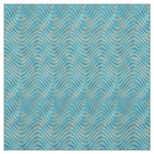 Blue wave retro vintage pattern fabric | Zazzle