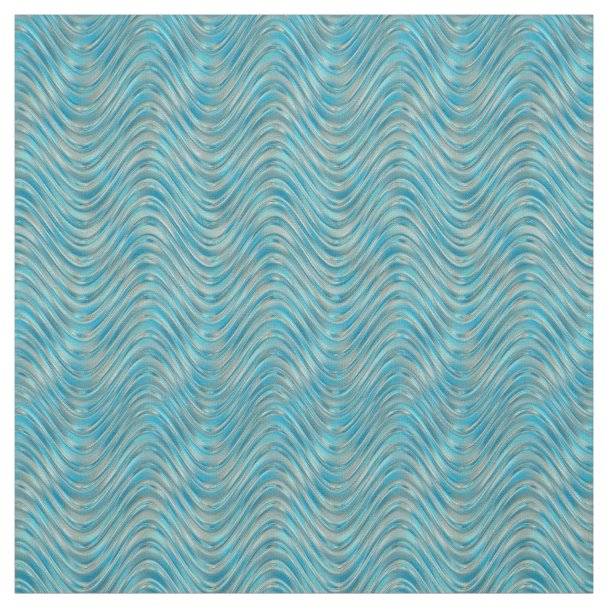 Blue wave retro vintage pattern fabric | Zazzle