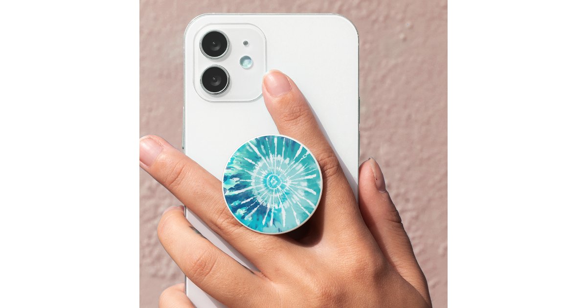Aqua Turquoise Blue Tie Dye Swirl PopSocket | Zazzle