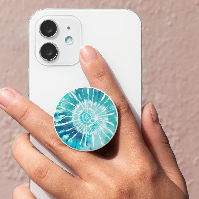 Aqua Turquoise Blue Tie Dye Swirl PopSocket | Zazzle