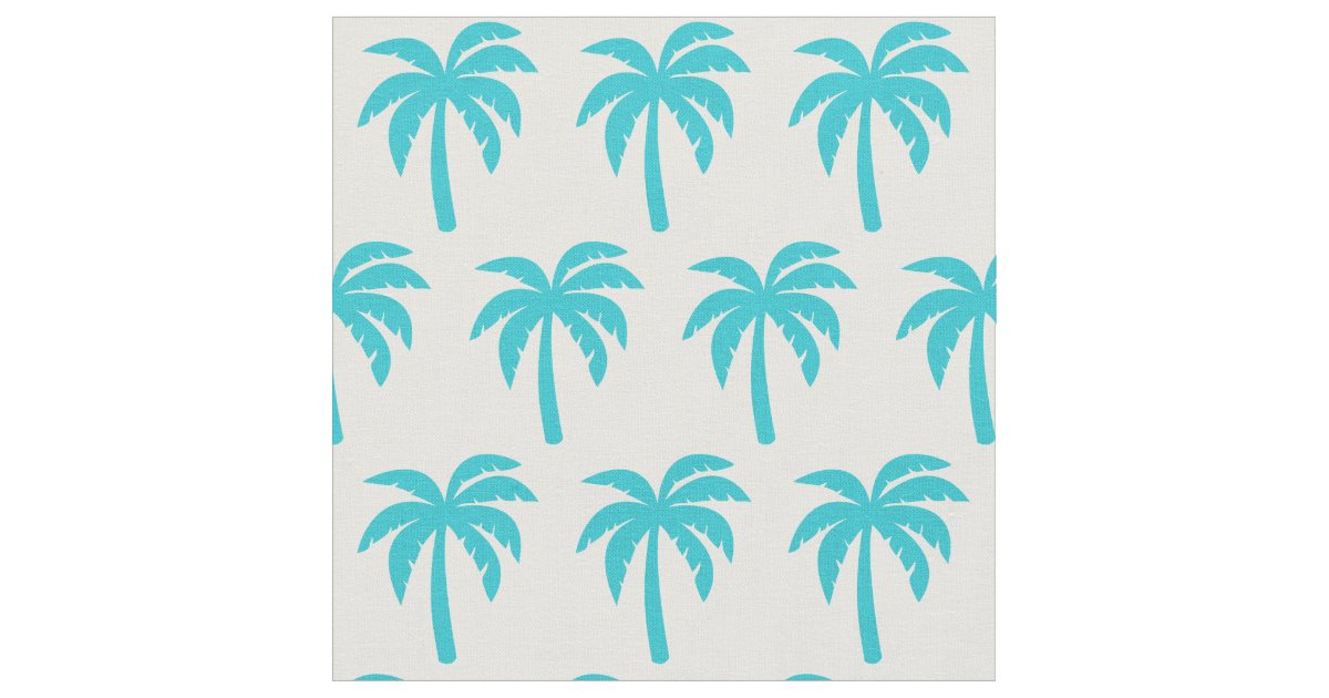 Aqua Turquoise Palm Tree Fabric | Zazzle