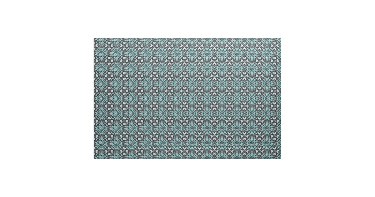 Aqua Turquoise Teal Blue Bali Batik Style Pattern Fabric | Zazzle