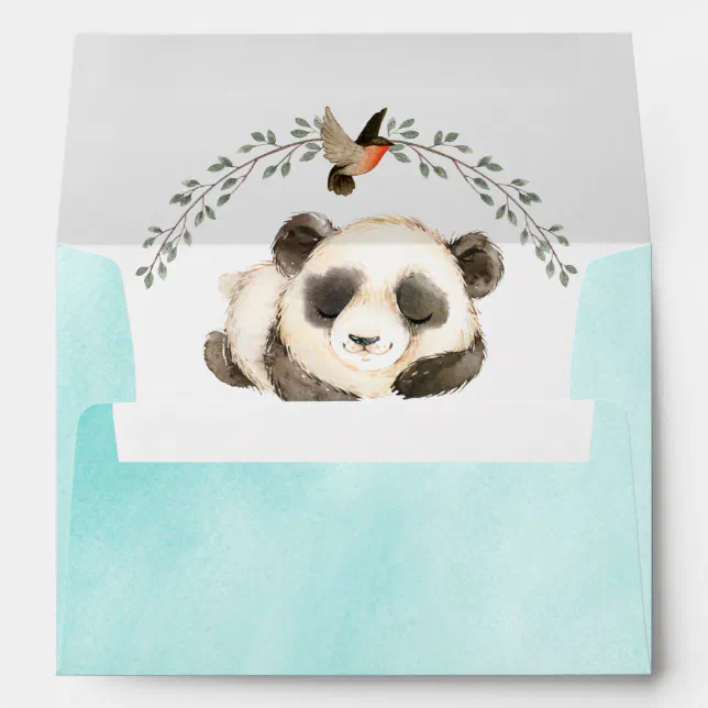 Aqua Watercolor Wash Panda Bear Envelope | Zazzle