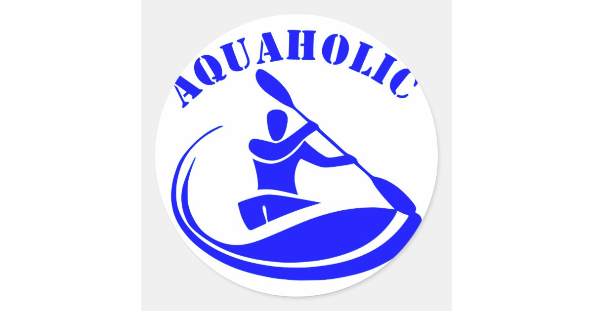 Aquaholic Kayak Guy Classic Round Sticker | Zazzle
