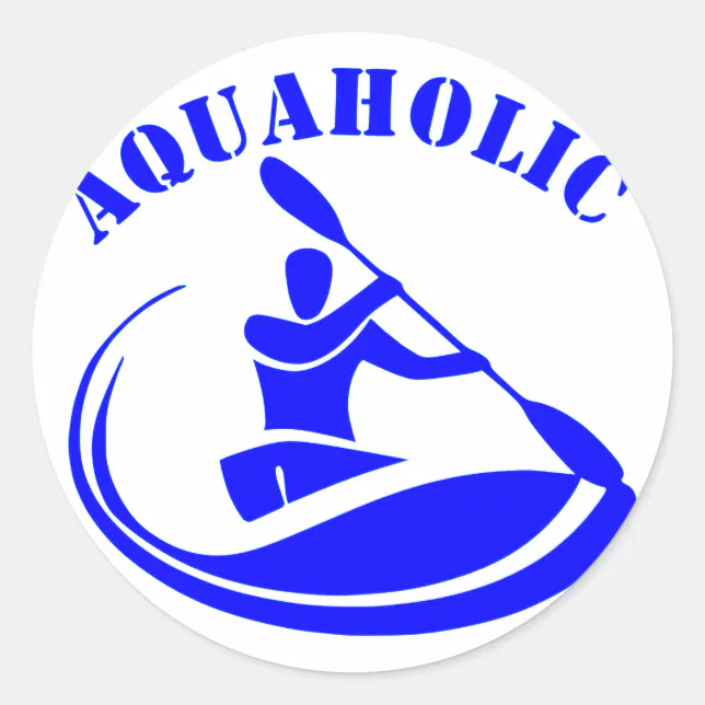 Aquaholic Kayak Guy Classic Round Sticker | Zazzle