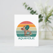 Aquaholic swimming girl sunset graphic birthday postcard | Zazzle
