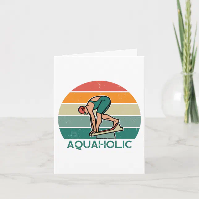 Aquaholic swimming woman birthday card | Zazzle