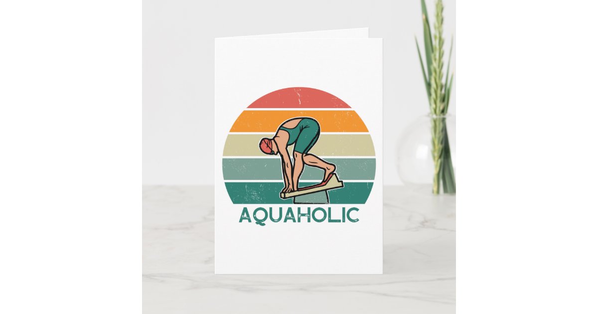 Aquaholic swimming woman birthday card | Zazzle