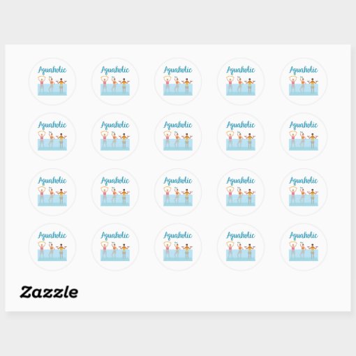 Aquaholic Water Aerobics Waterobics Women Classic Round Sticker | Zazzle