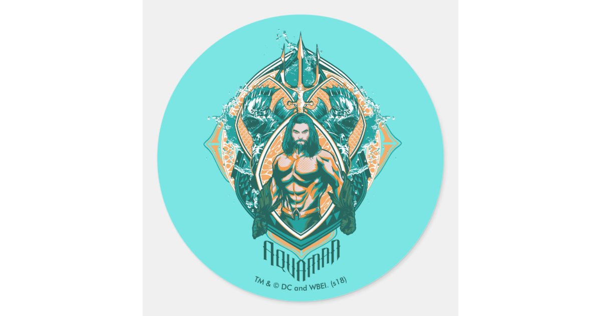 Aquaman | Aquaman & Trenchers Graphic Classic Round Sticker | Zazzle