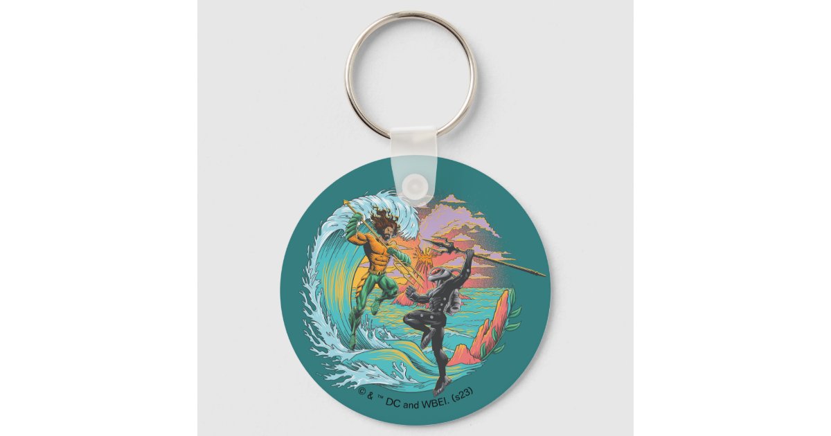 Aquaman & Black Manta Tidal Wave Keychain | Zazzle