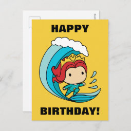 Aquaman | Chibi Mera Riding Wave Graphic Postcard | Zazzle