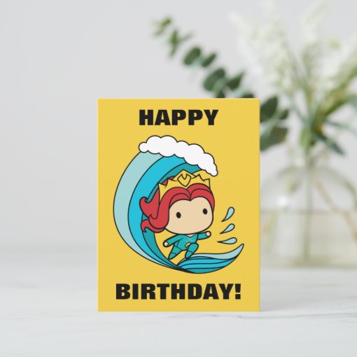 Aquaman | Chibi Mera Riding Wave Graphic Postcard | Zazzle