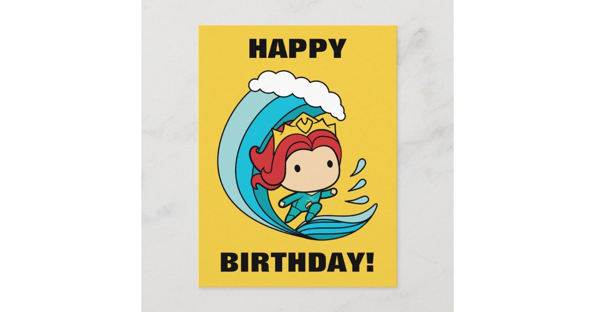 Aquaman | Chibi Mera Riding Wave Graphic Postcard | Zazzle