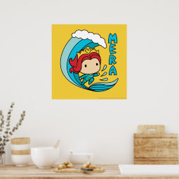 Aquaman | Chibi Mera Riding Wave Graphic Poster | Zazzle