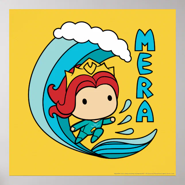 Aquaman | Chibi Mera Riding Wave Graphic Poster | Zazzle