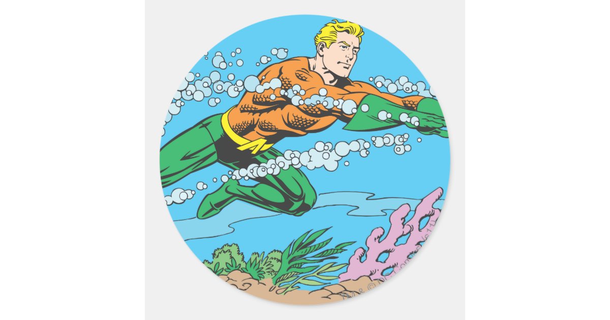 Aquaman Dashes Thru Water Classic Round Sticker | Zazzle