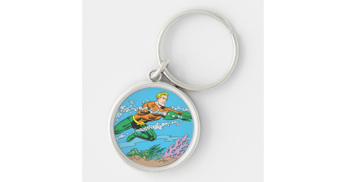 Aquaman Dashes Thru Water Keychain | Zazzle
